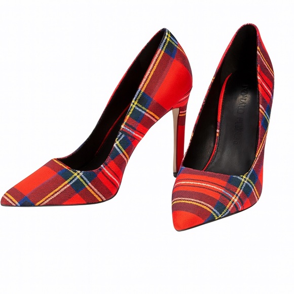 Shoes | Red Plaid Tartan Stiletto Heels Pointed Toe Pumps Holiday Party ...